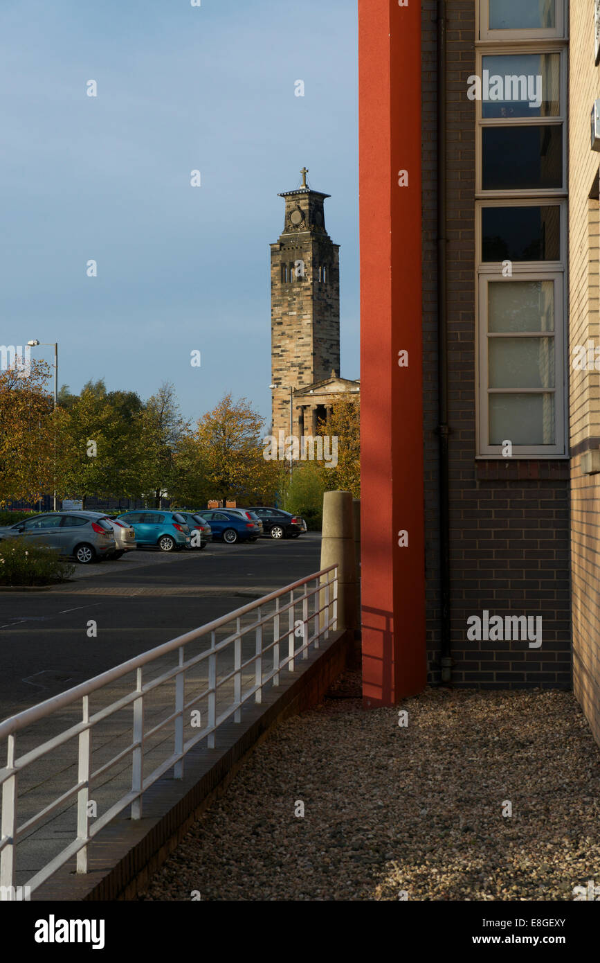 Greek Thomson Church contrasts with modern residential buildings on ...