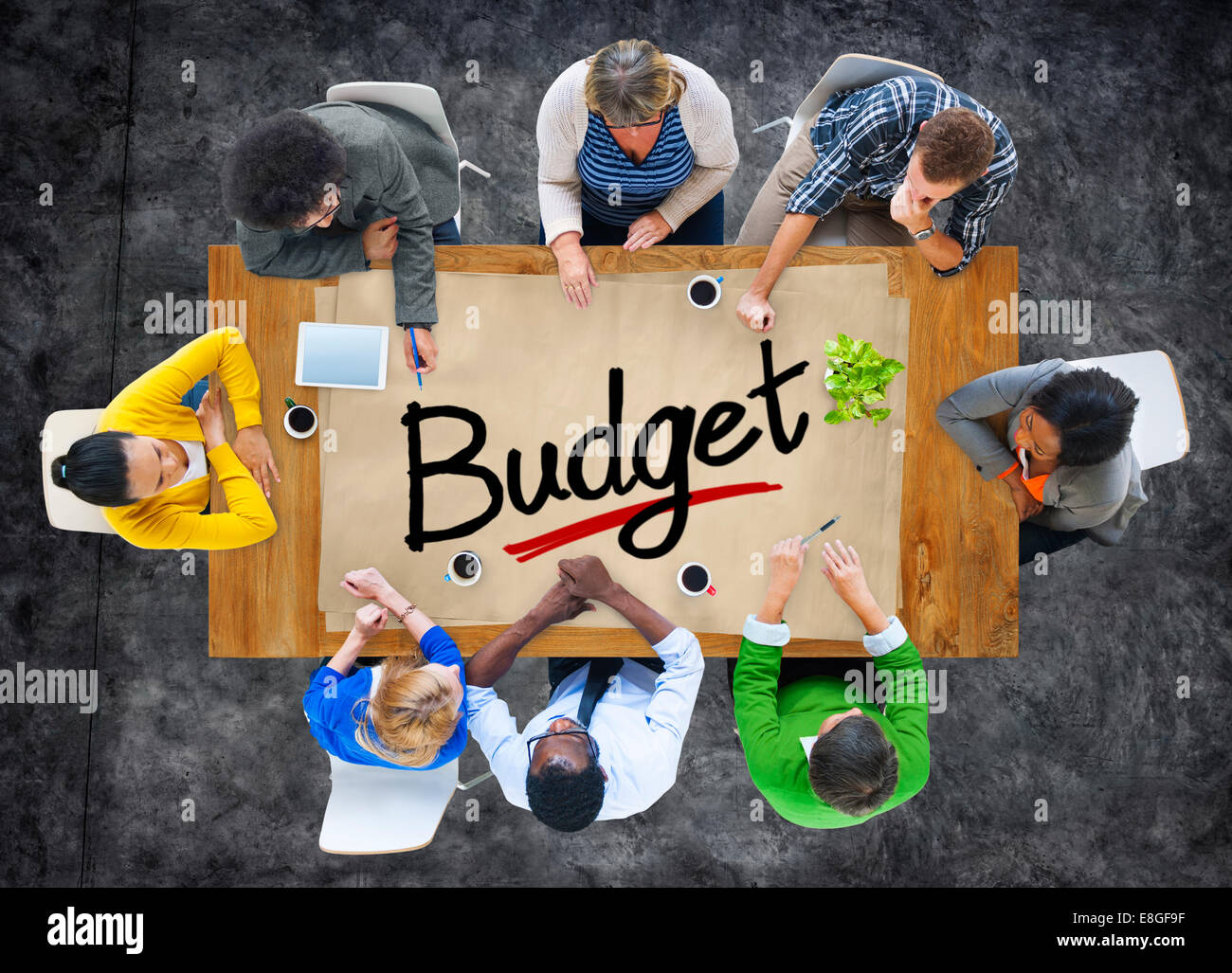 Aerial View with People and Text Budget Stock Photo - Alamy