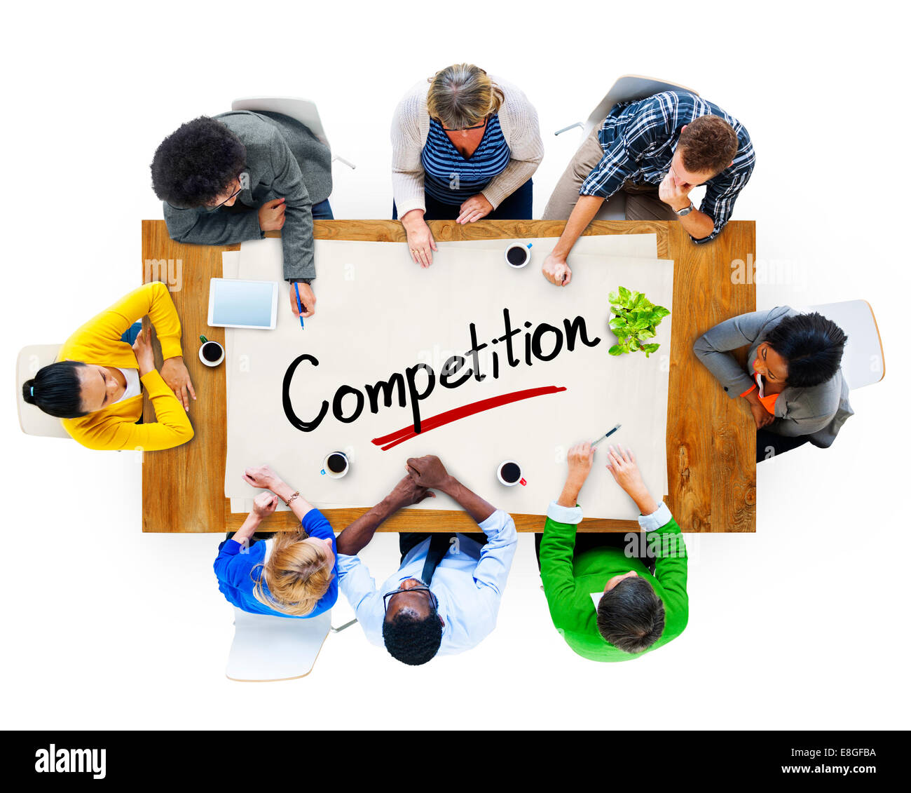 Aerial View of Multiethnic Group with Competition Concept Stock Photo ...