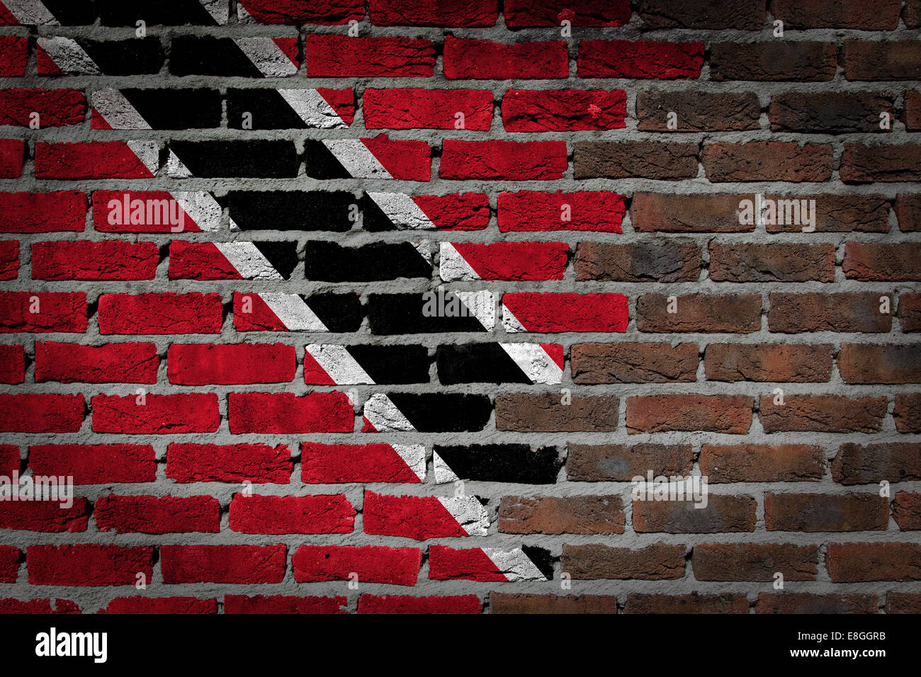 Very old dark red brick wall texture with flag - Trinidad and Tobago ...