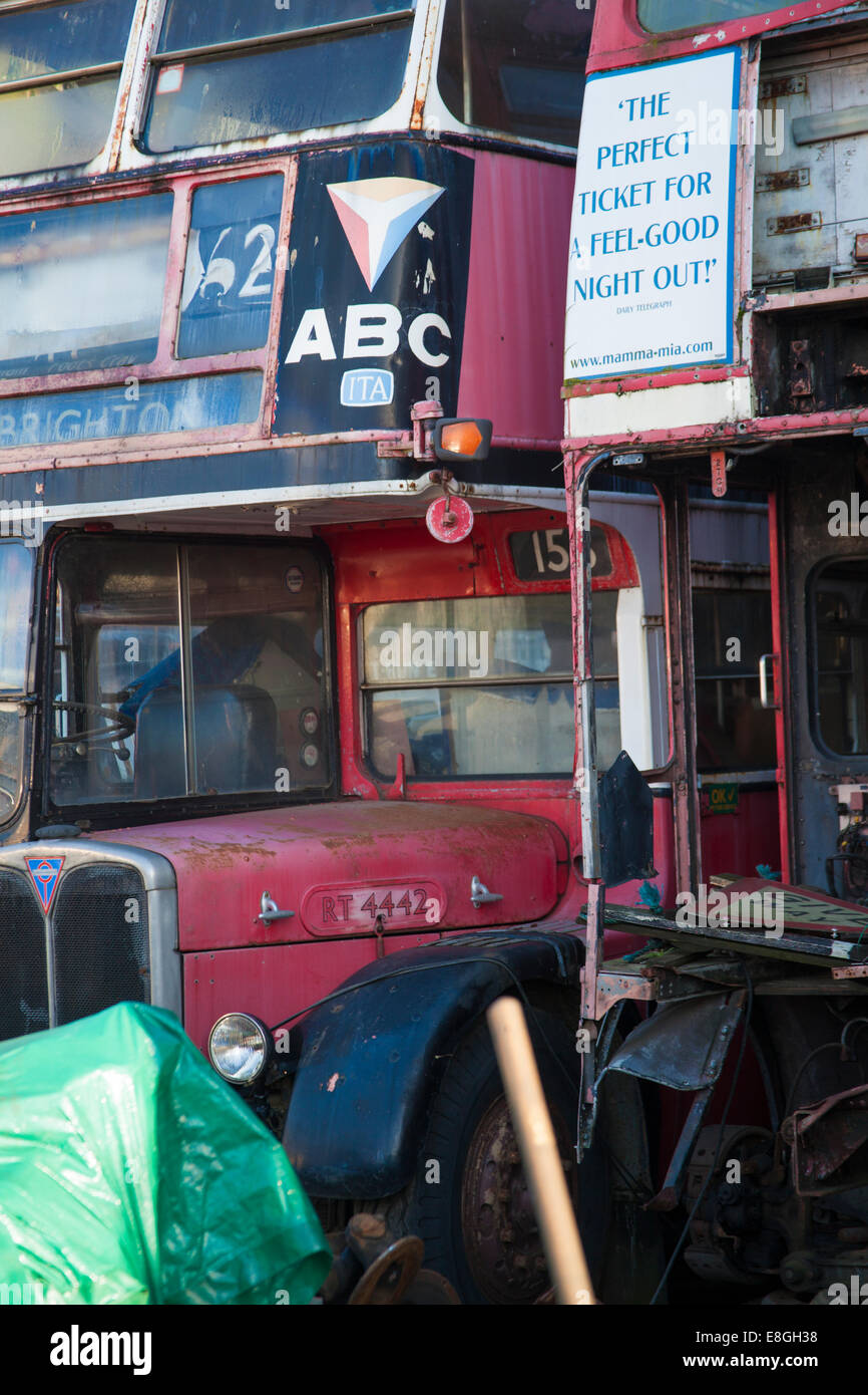 Derelict London buses Stock Photo - Alamy