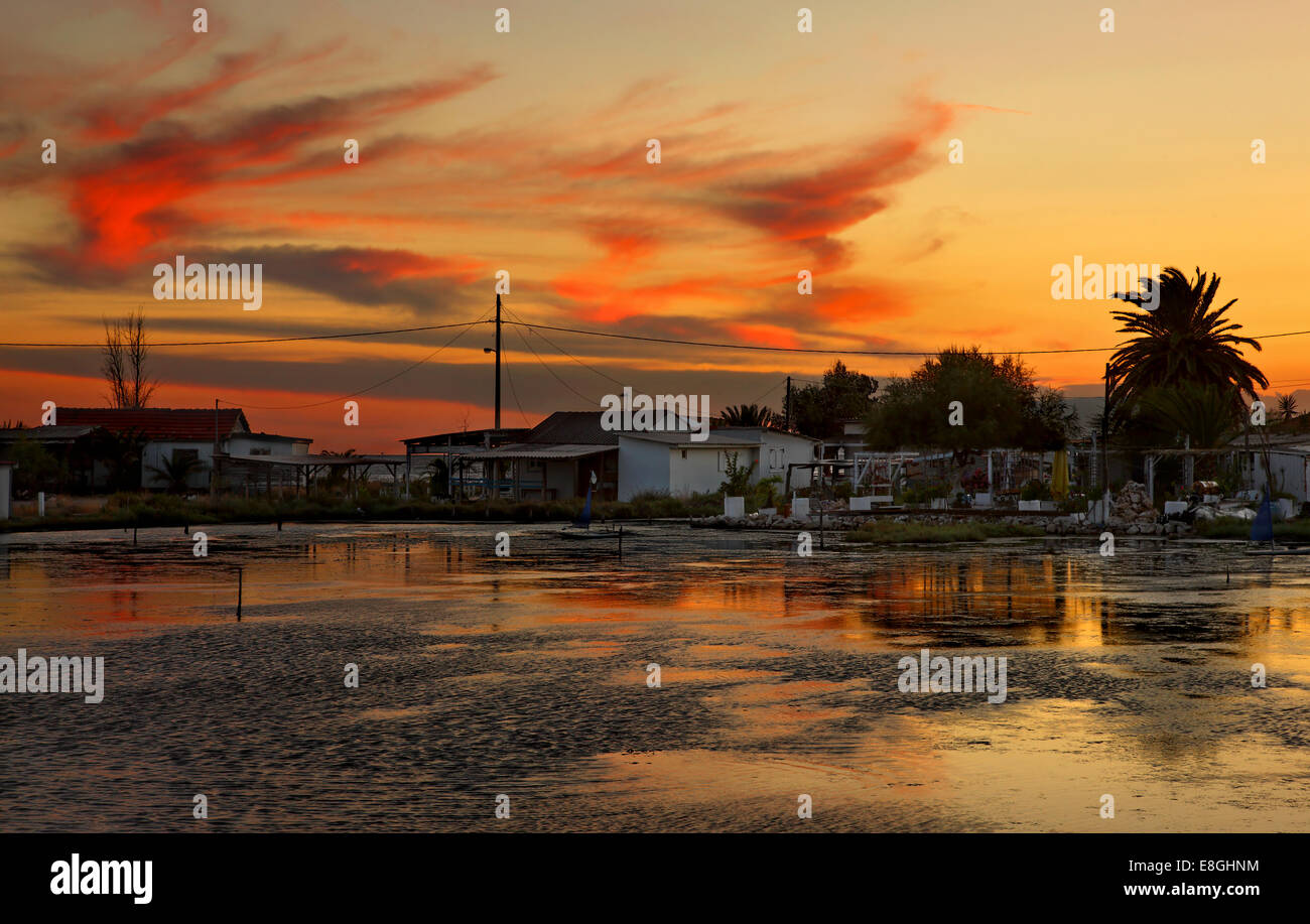 Traditional stilt huts (called "Peladas" by the locals), in Tourlida ...