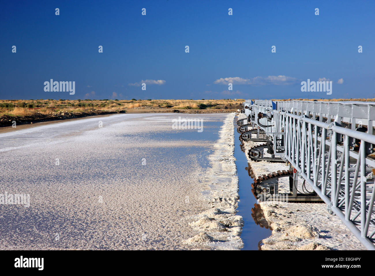 Harvest time at the "White" saltworks, lagoon of Messolonghi - Aitoliko ...