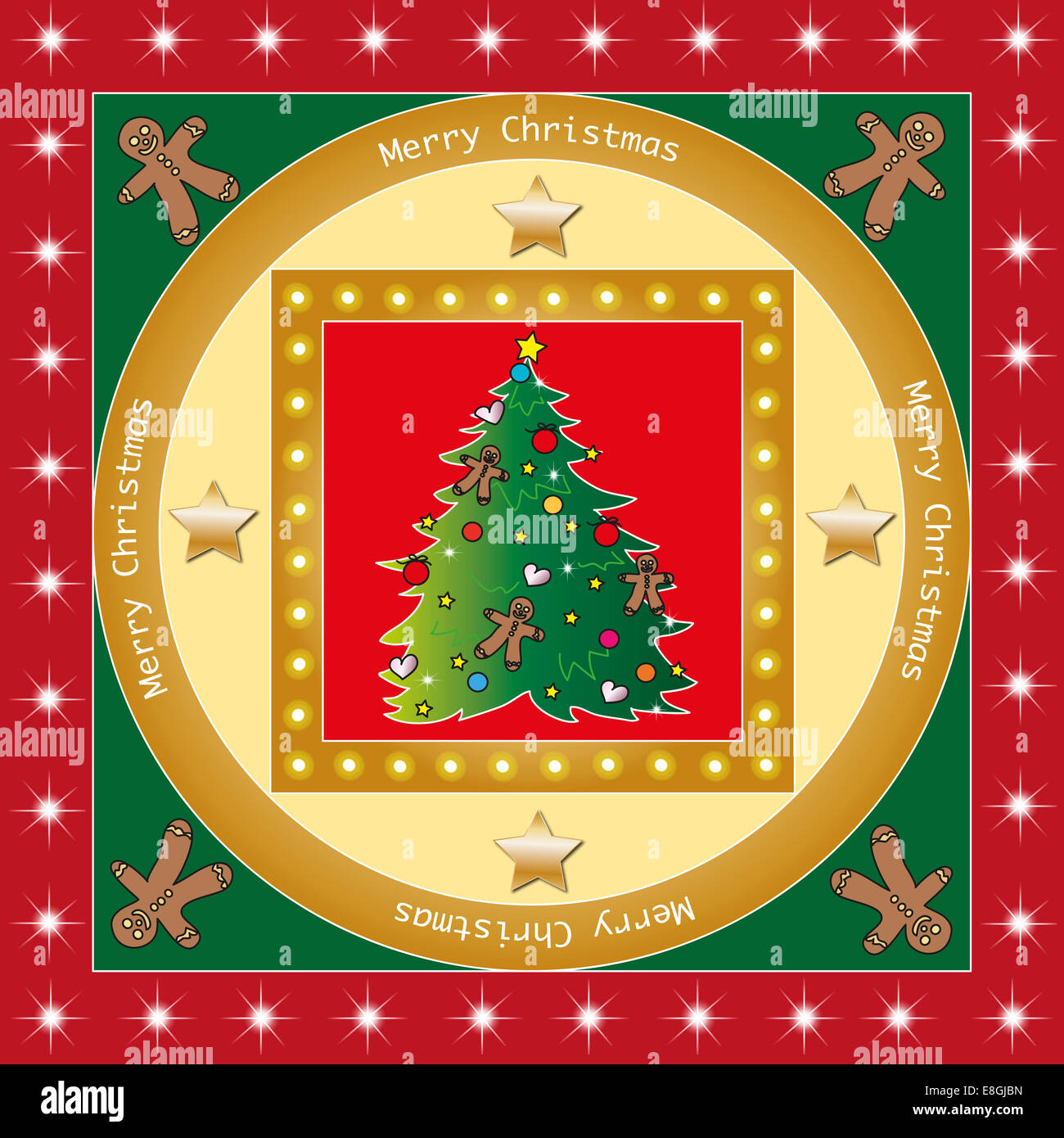 illustration of tree christmas with frame and decorations Stock Photo ...