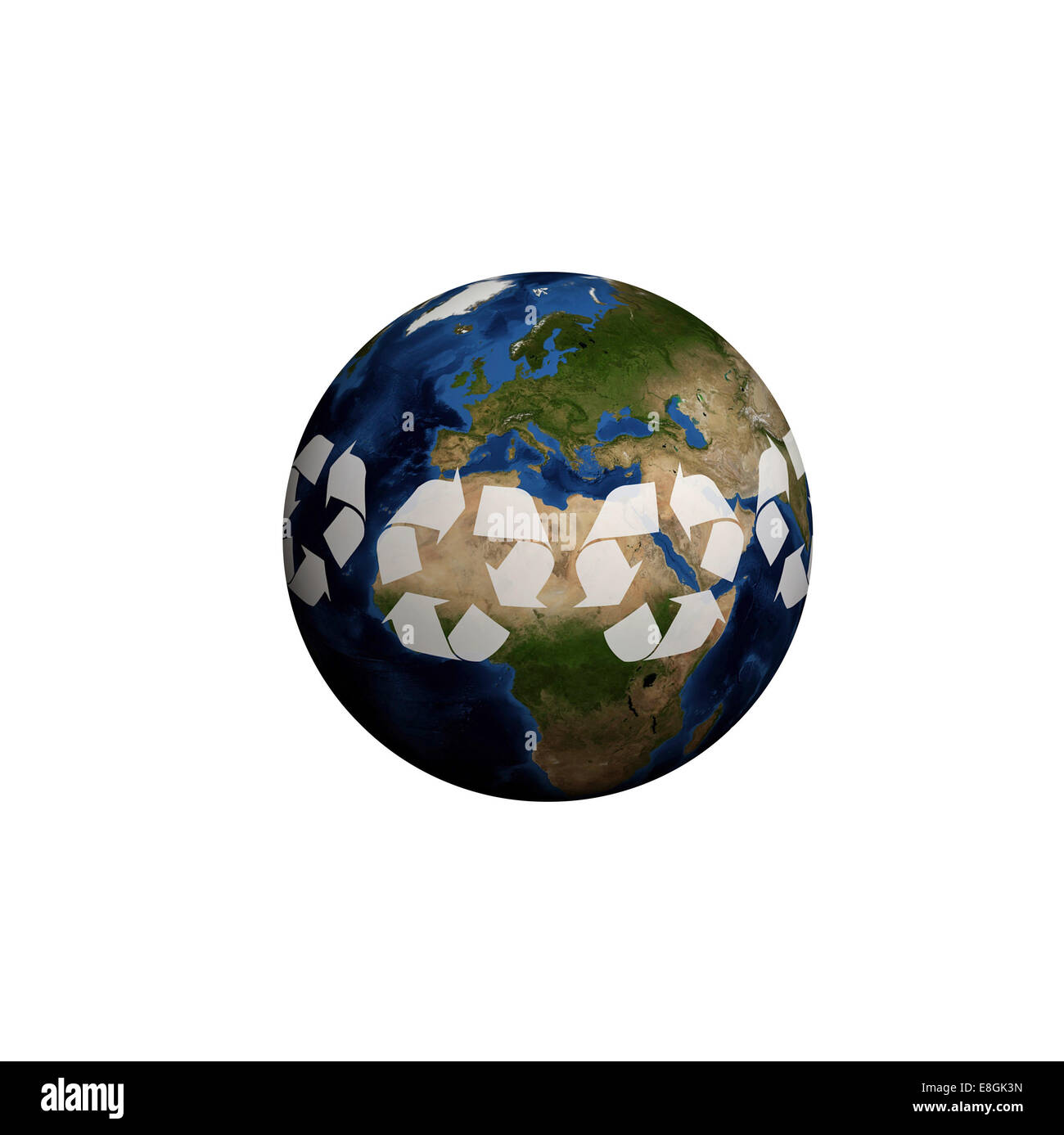 Digitally generated image of planet earth, Recycling planet Stock Photo ...