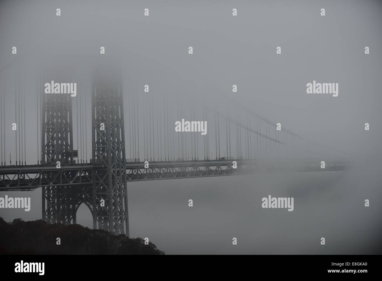 USA, New York State, New York City, Bridge into mist Stock Photo - Alamy