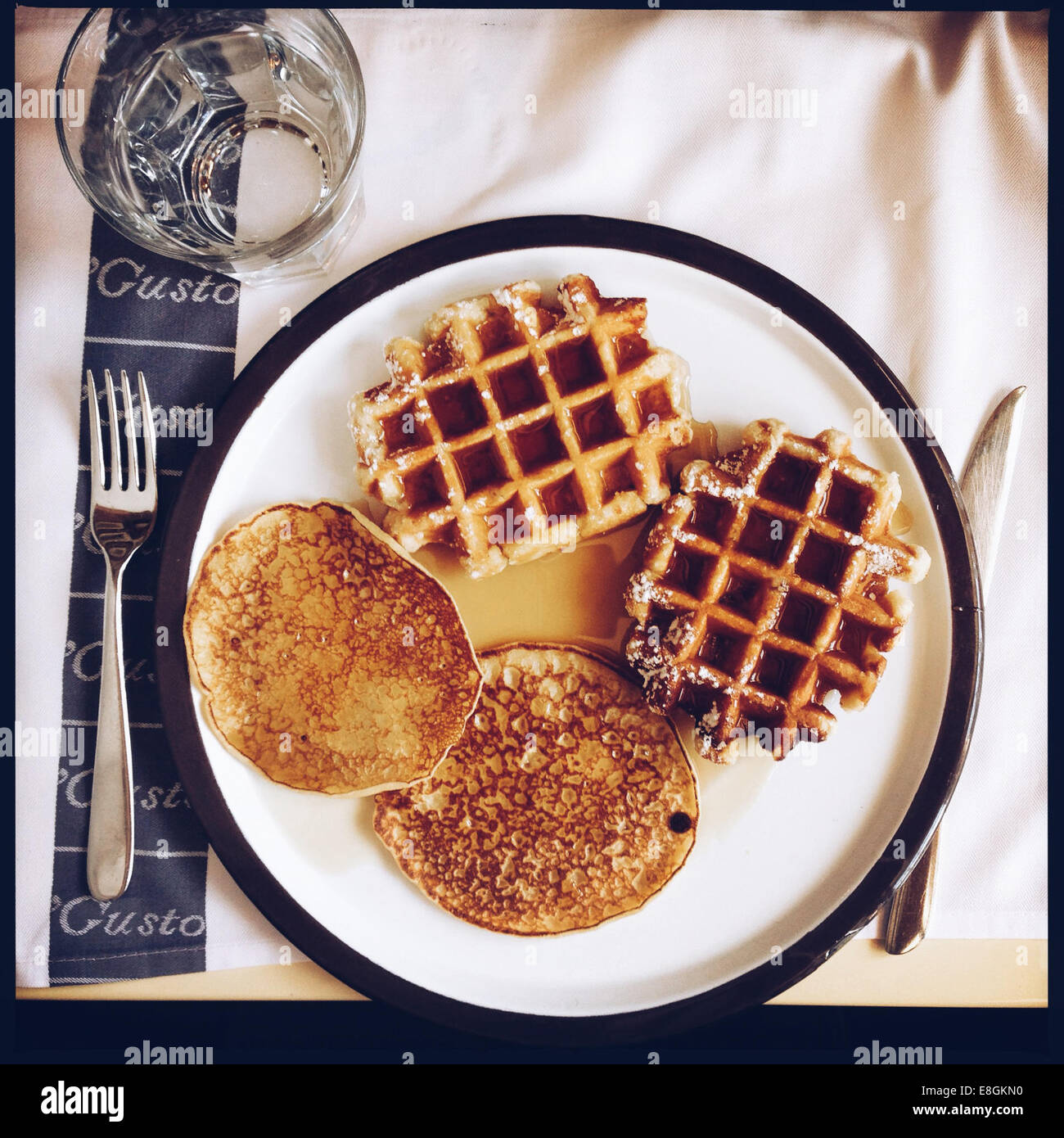 Italy brunch in rome with pancakes and waffles hi-res stock photography ...