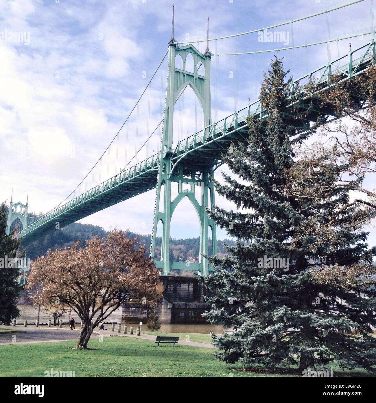 USA, 97203, Oregon, Multnomah County, Portland, Low angle view of Saint ...