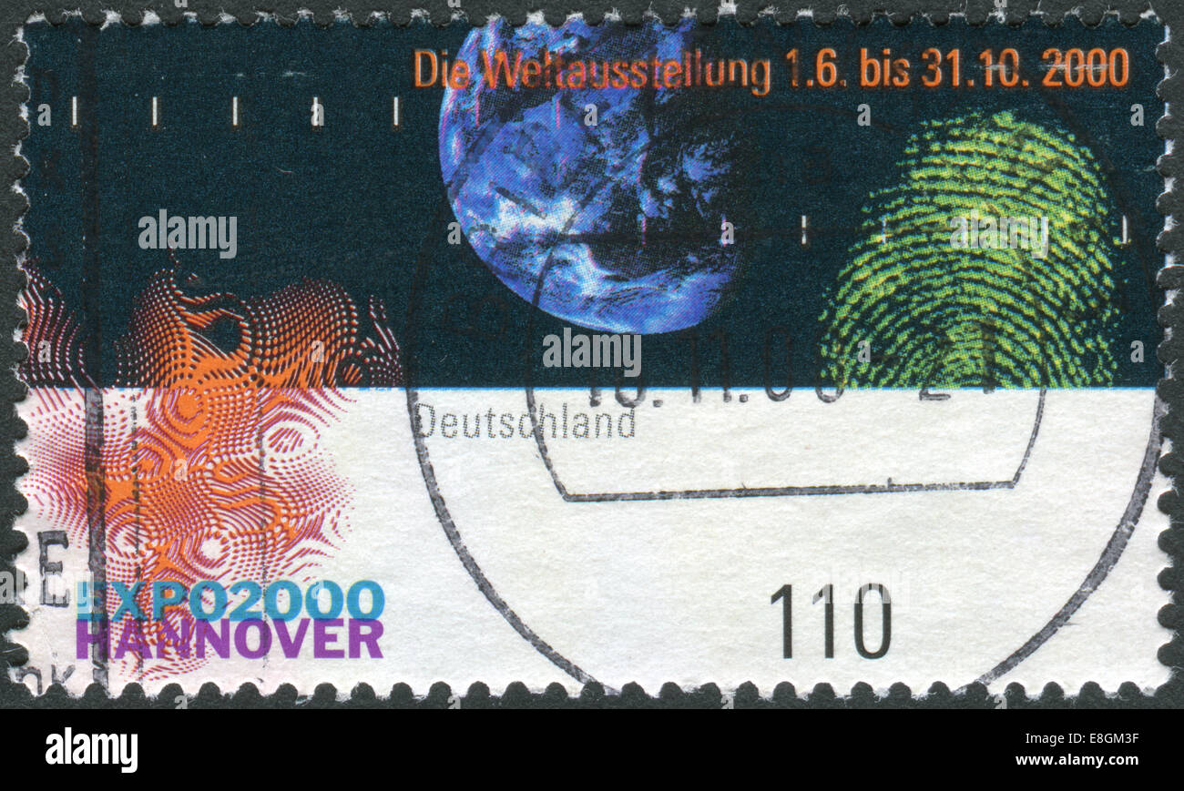 Postage stamp printed in Germany, dedicated to the EXPO 2000, Hannover ...