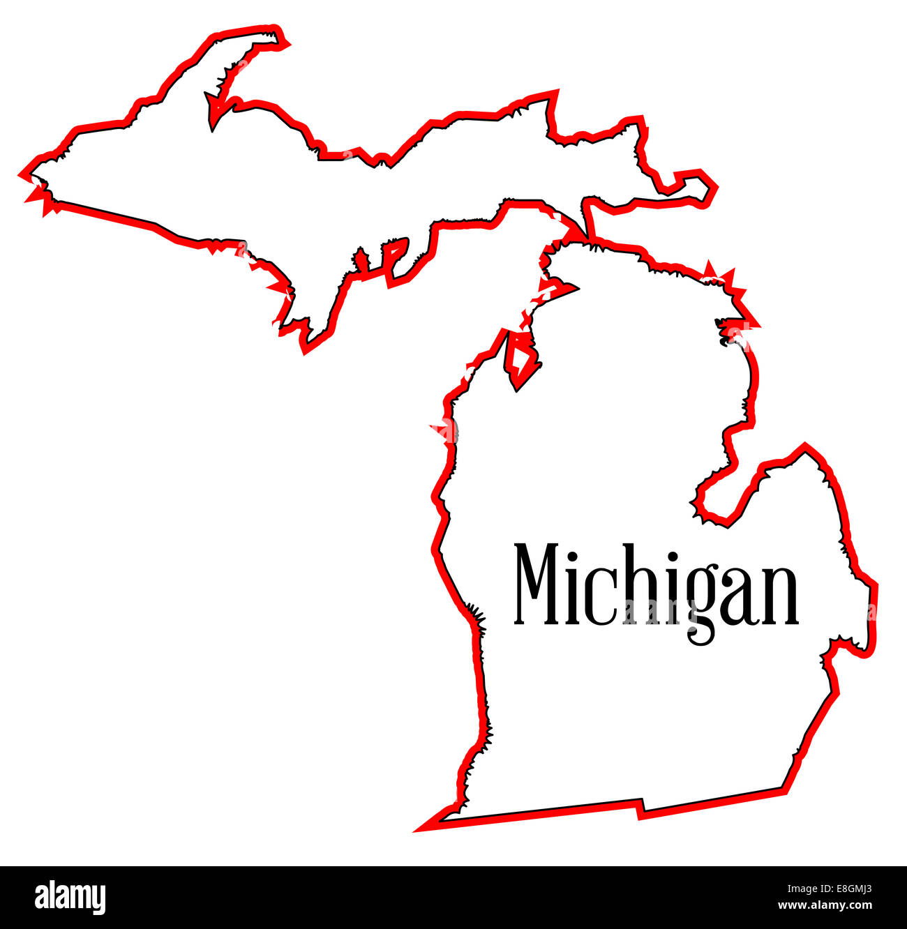 Michigan state map Cut Out Stock Images & Pictures - Alamy