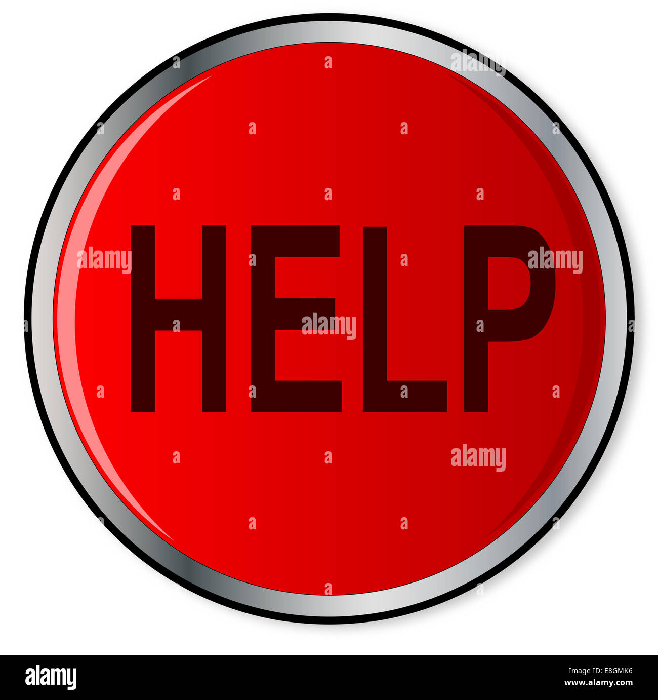 A large red help panic button over a white background Stock Photo - Alamy