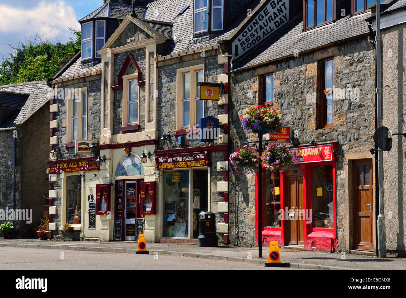 Take-away places or restaurants in the high street, Dufftown, Moray ...