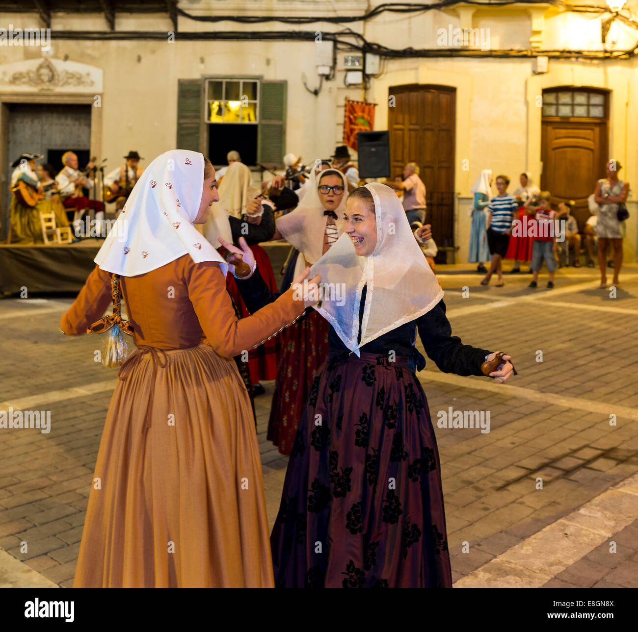 Public dance performance, dancers in traditional costume, Alaior ...