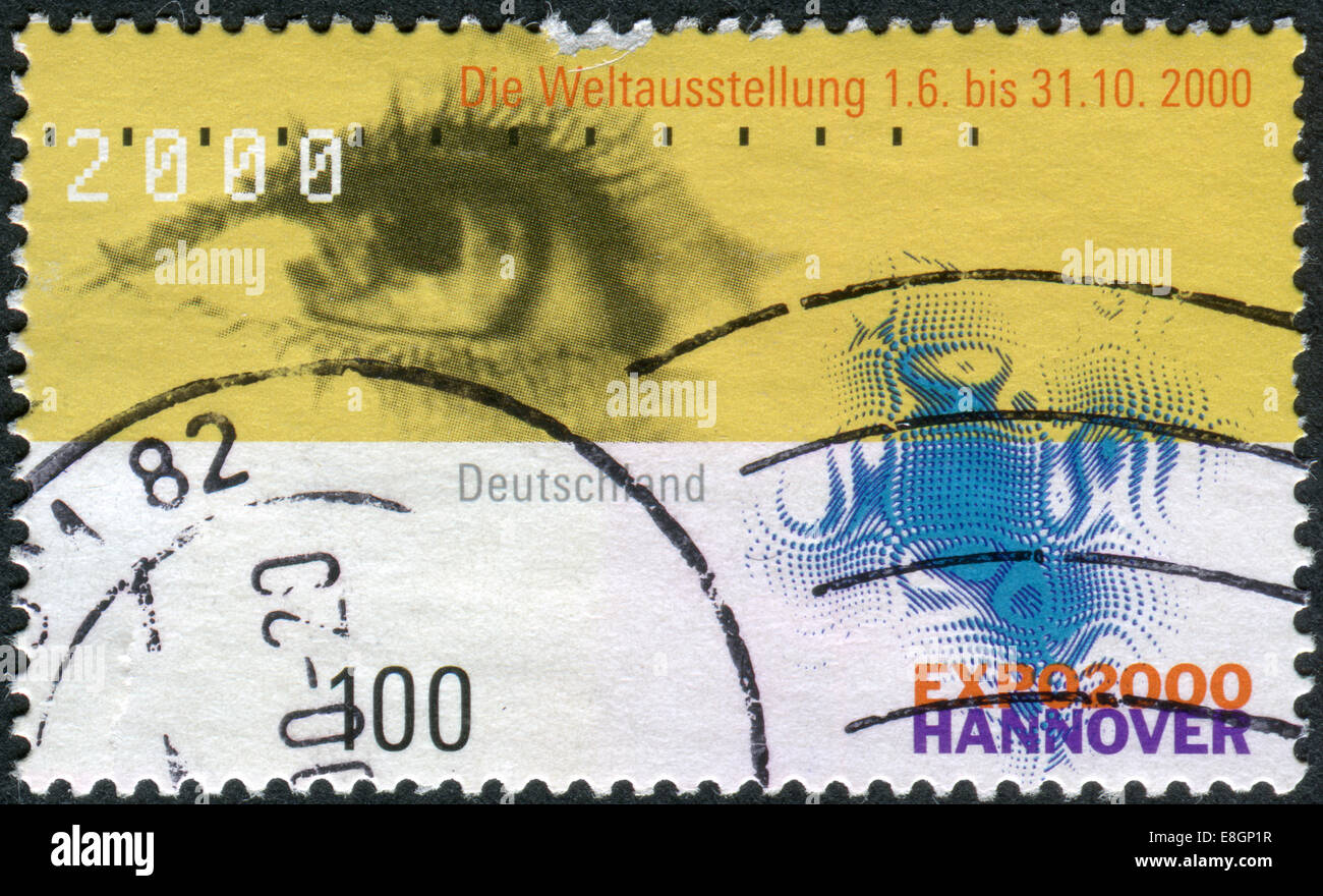 Postage stamp printed in Germany, dedicated to the EXPO 2000, Hannover ...