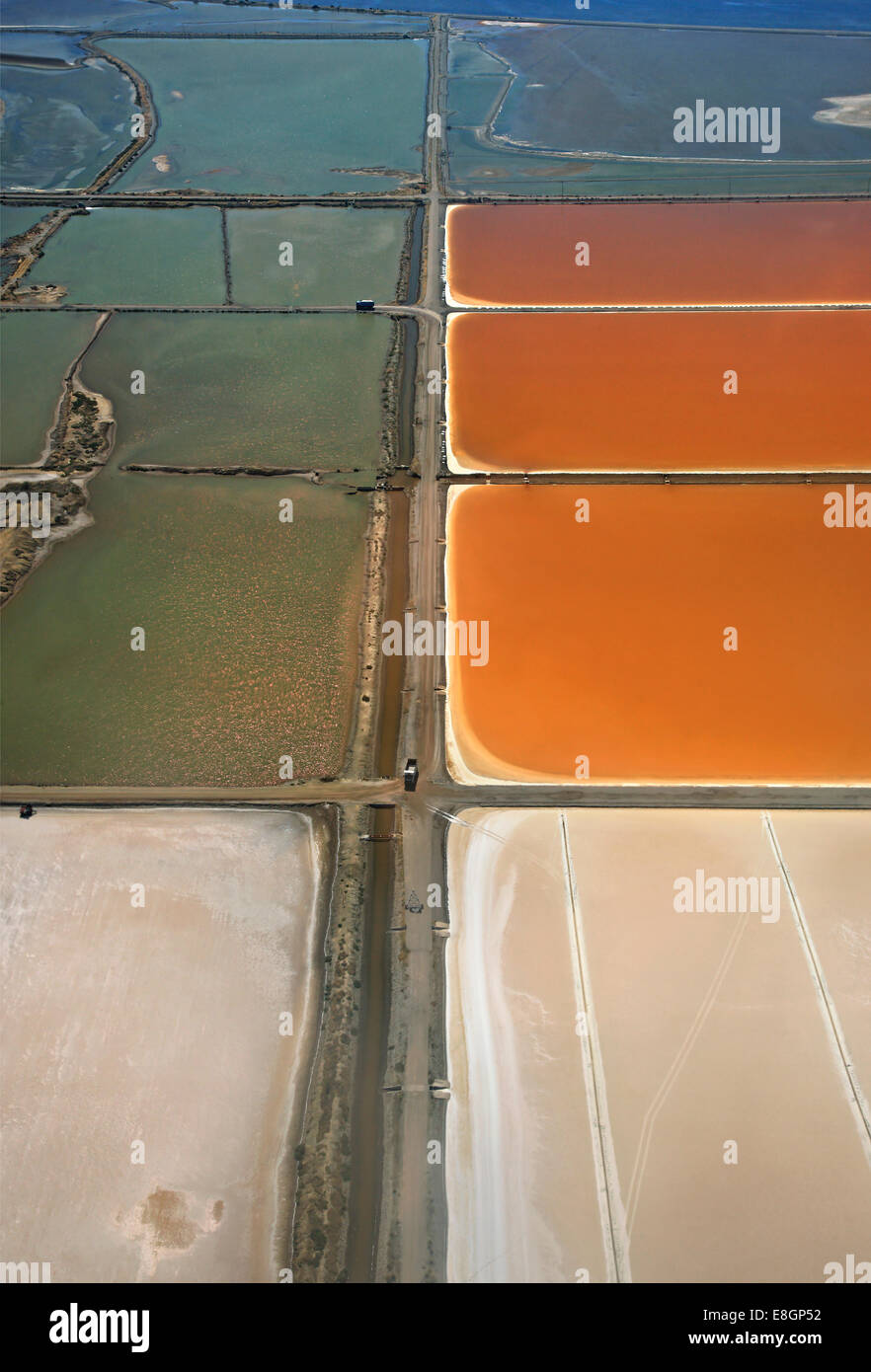 Aerial view of the "White" saltworks, lagoon of Messolonghi - Aitoliko ...