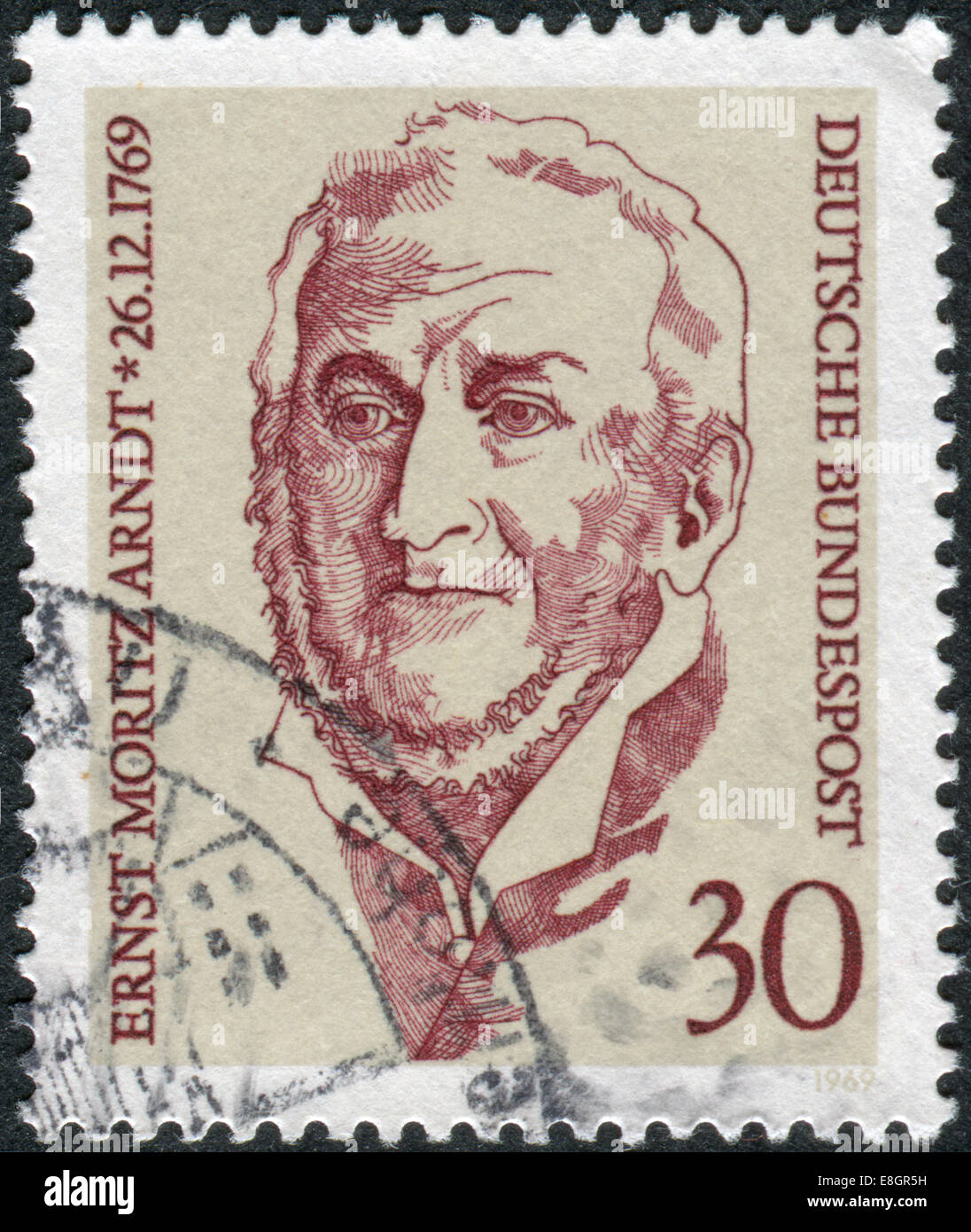 Postage stamp printed in Germany, shows the Ernst Moritz Arndt ...