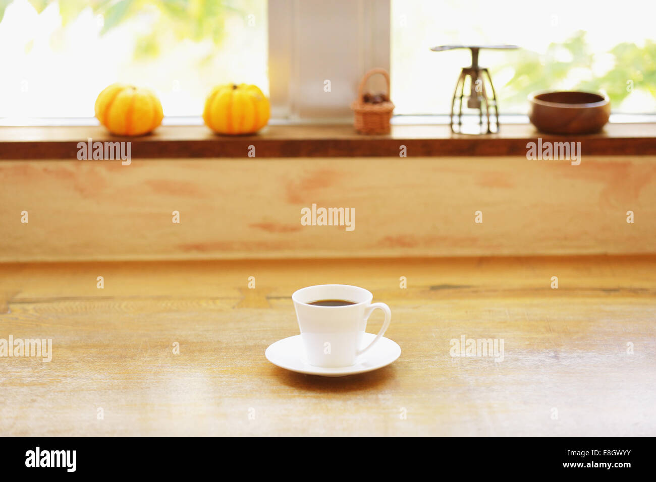 Coffee Cup On A Table Stock Photo - Alamy