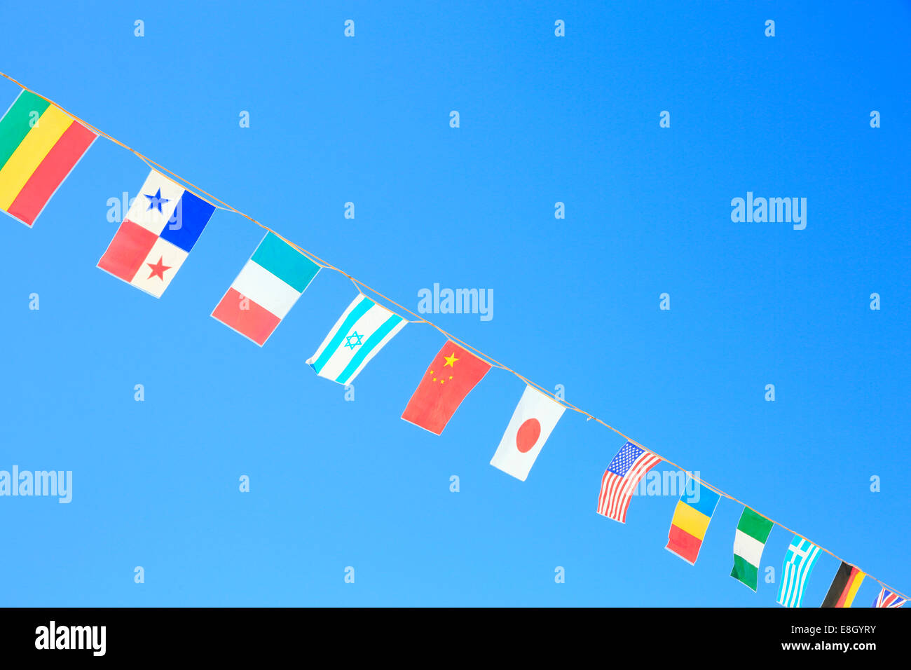 National Flags And Blue Sky Stock Photo - Alamy