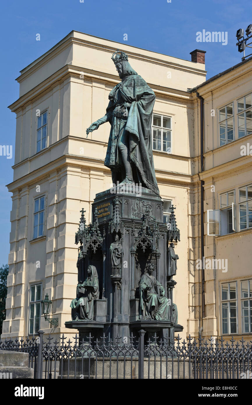 King Charles IV statue near Charles bridge in the City of Prague, Czech ...