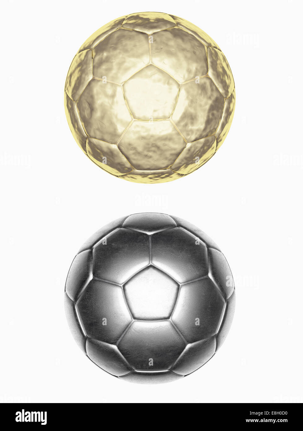 Set 2 of shiny gold and silver soccer ball isolated on white background ...