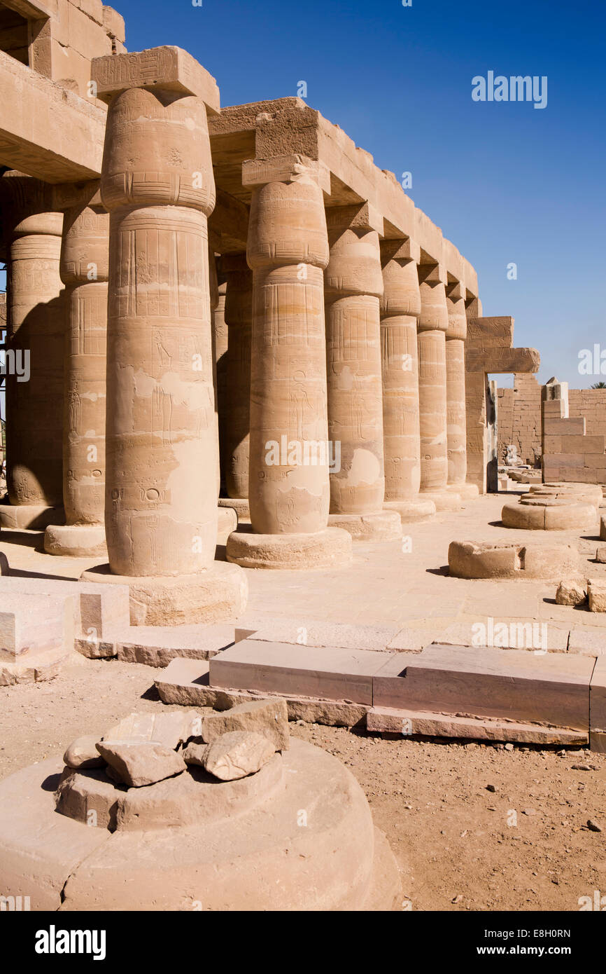 Egypt, Luxor, Ramesseum, Mortuary Temple of Ramses II, columns of ...