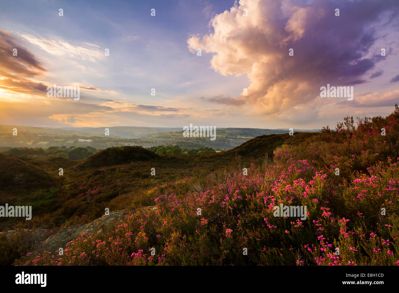 Sunset over Norland moor, Halifax , West Yorkshire Stock Photo - Alamy