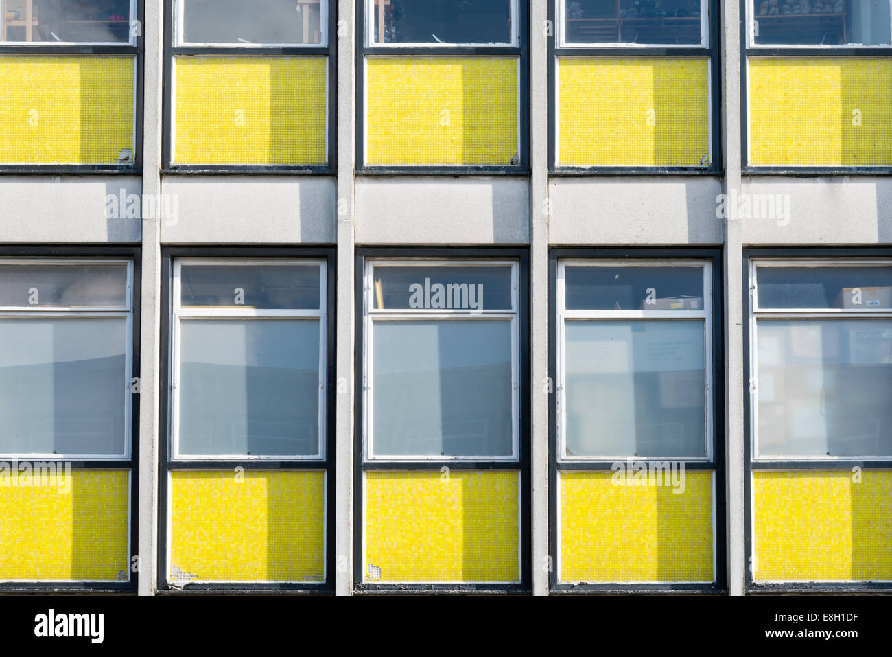Windows in 1960's architecture in Stevenage new town Centre building ...