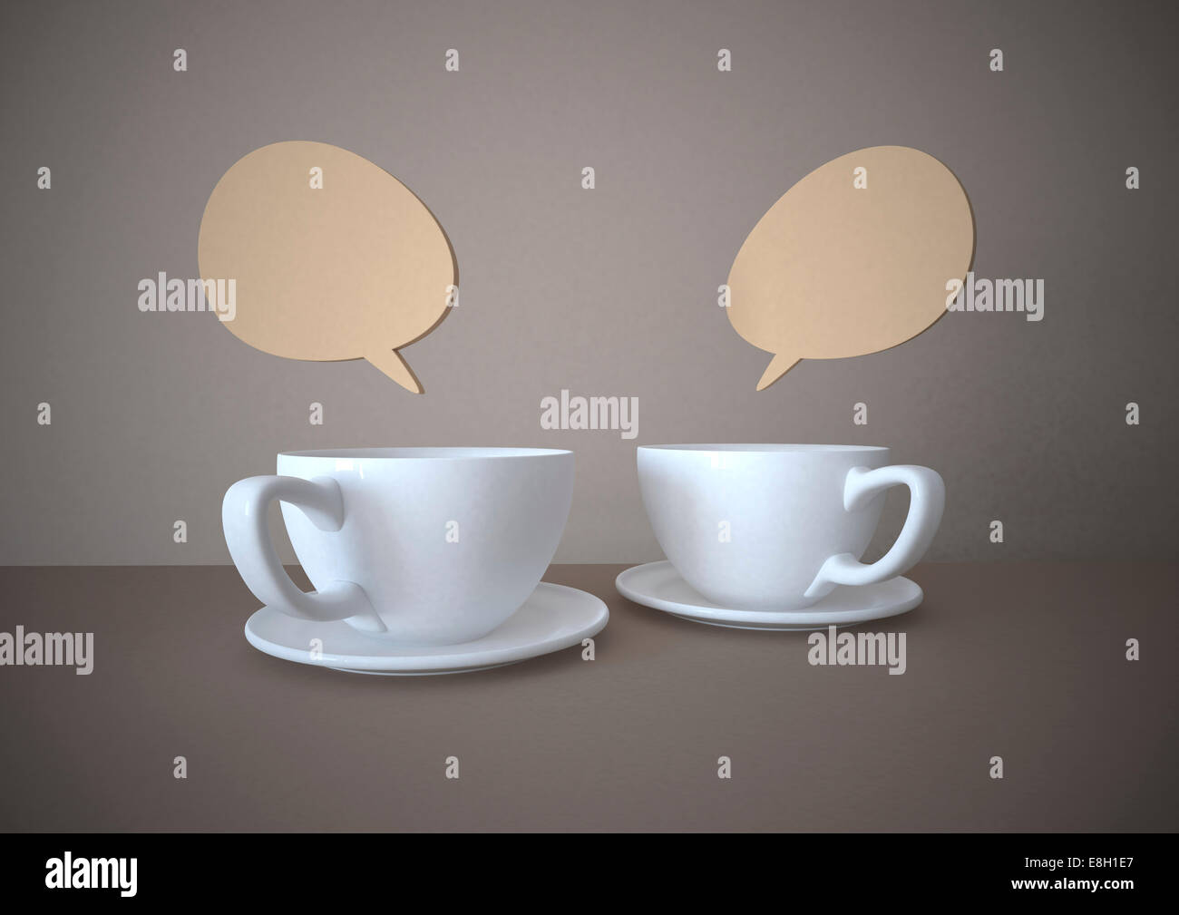 Coffee cups with speech bubbles, illustration Stock Photo - Alamy