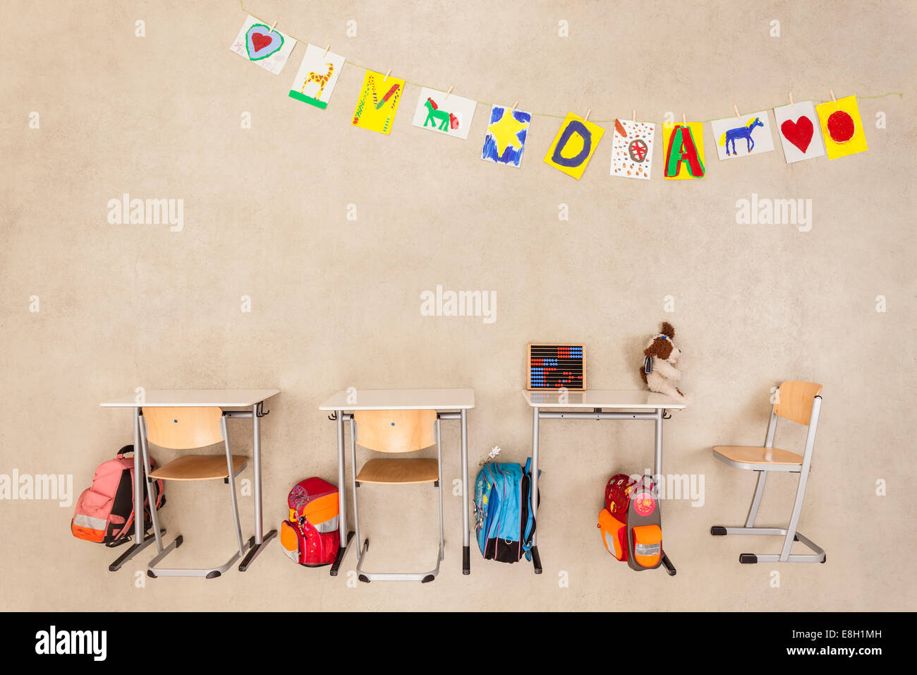 School things in class room Stock Photo - Alamy