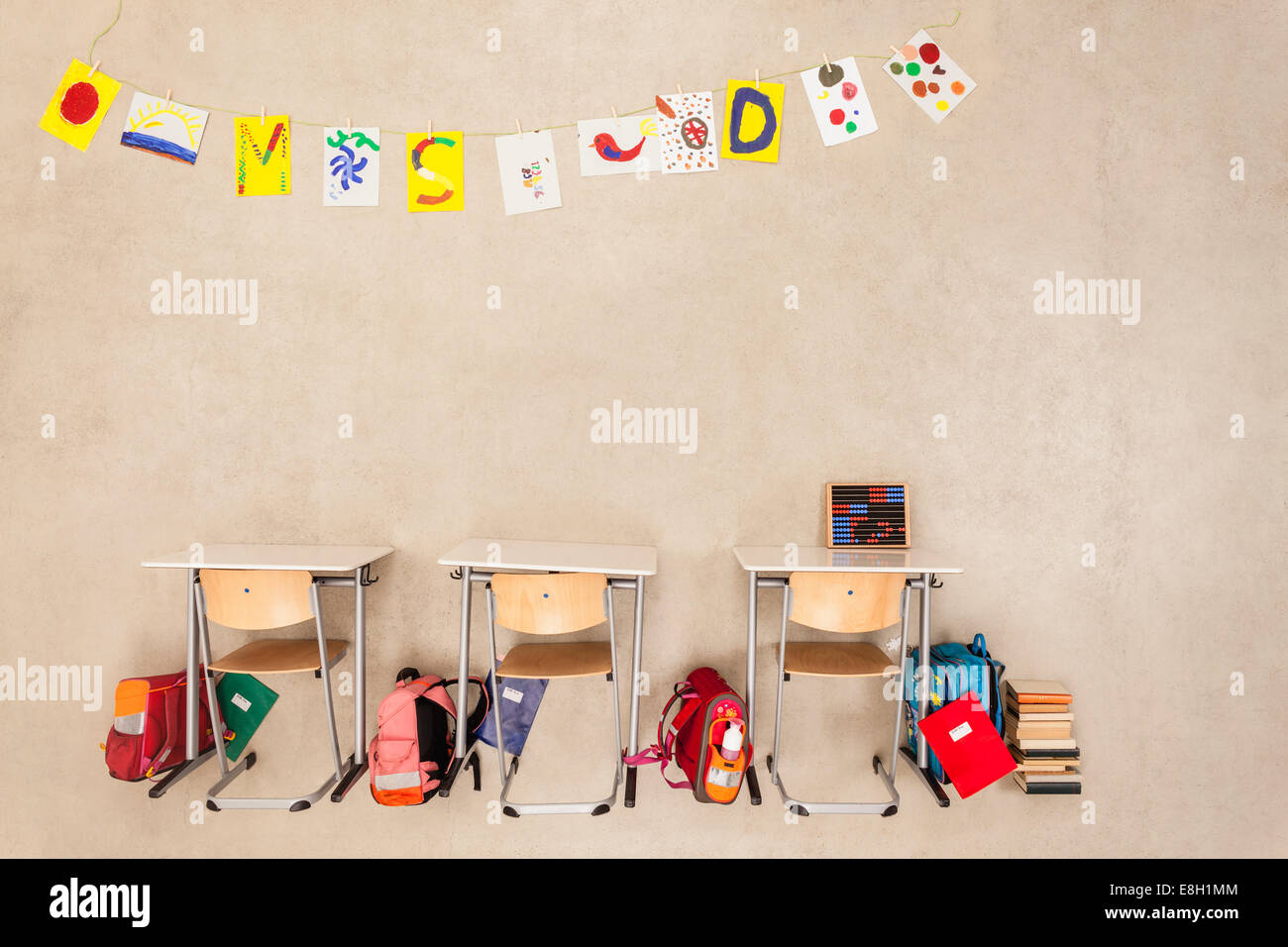 School things in class room Stock Photo - Alamy
