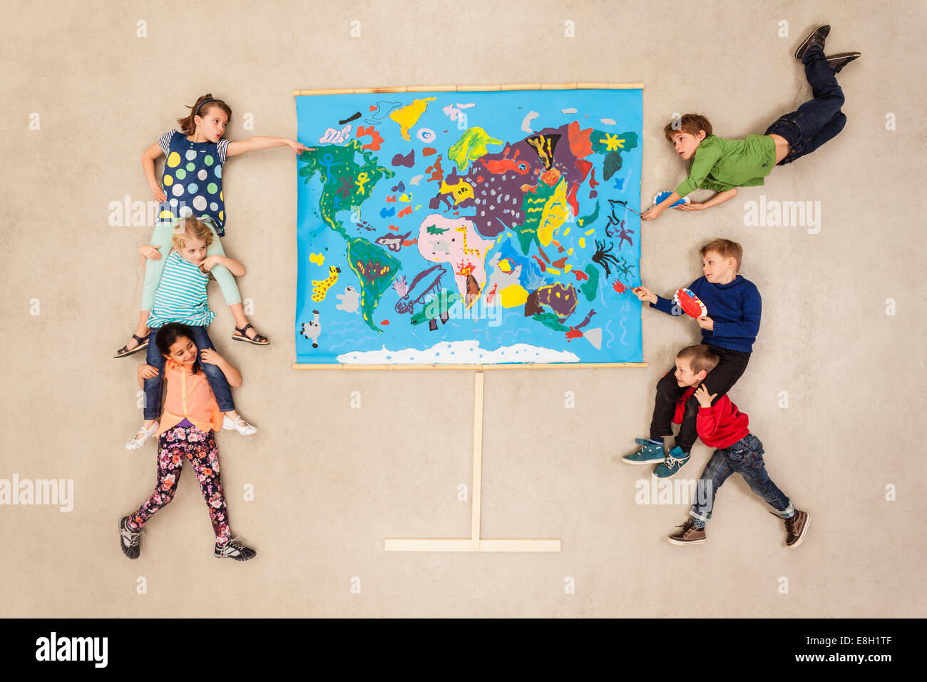 World map, children learning geography Stock Photo - Alamy