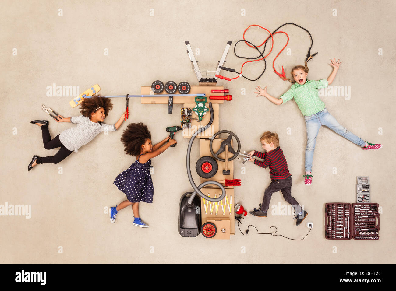 Children experimenting with electricity hi-res stock photography and ...