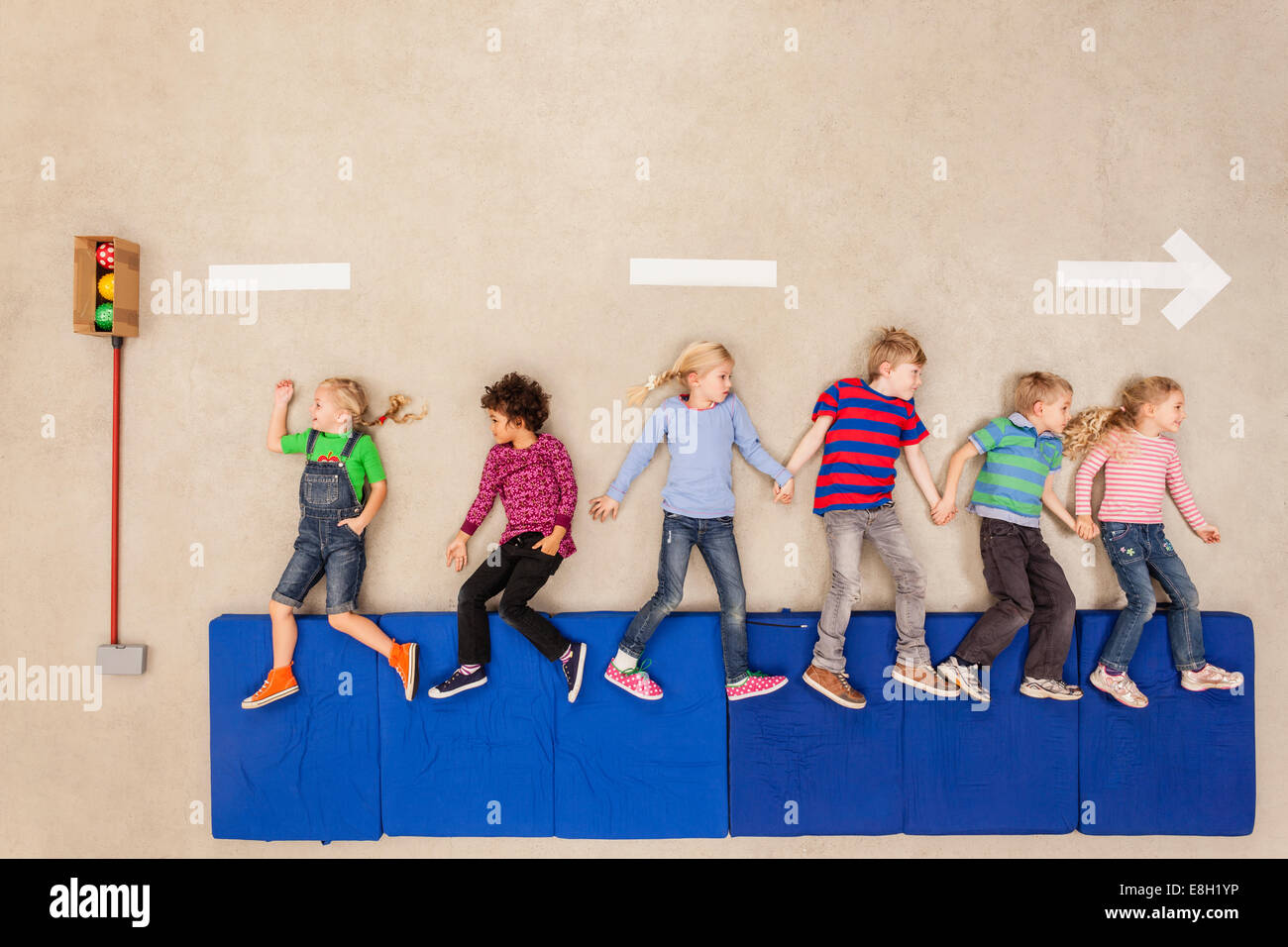 Children in the street, road safety education Stock Photo - Alamy