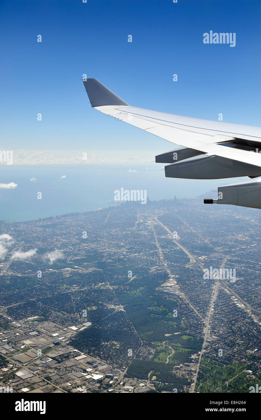 USA, Illinois, Chicago, plane approaching airport Stock Photo - Alamy