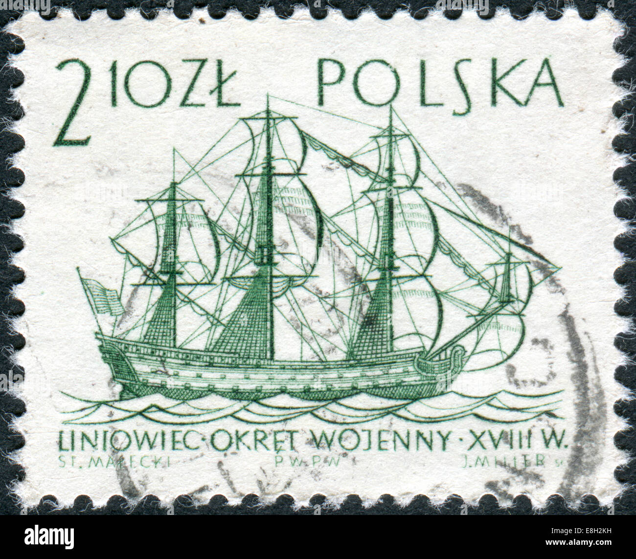 POLAND - CIRCA 1964: Postage stamp printed in Poland, shows a Line ship ...