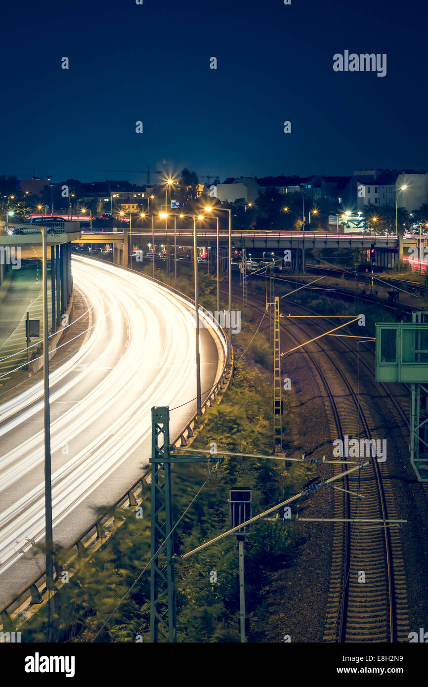 Berlin, Germany, motorway by night Stock Photo - Alamy