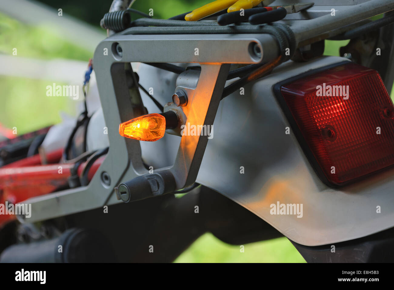 Indicator at an enduro motorcycle Stock Photo - Alamy