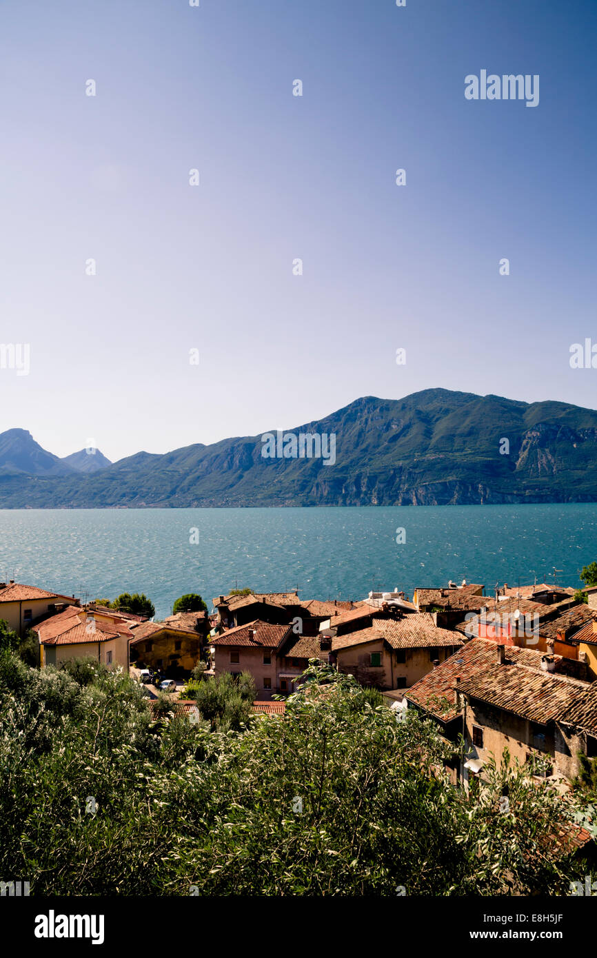 Italy, Veneto, Brenzone, Lake Garda, Castelletto di Brenzone Stock ...
