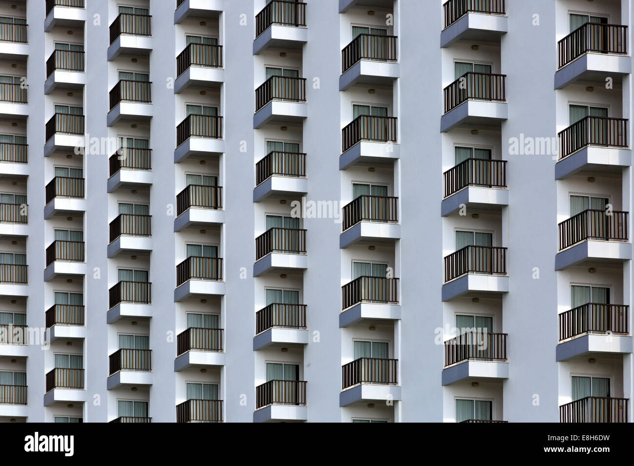 Hotel balconies in a high rise building, Menorca, Spain Stock Photo - Alamy