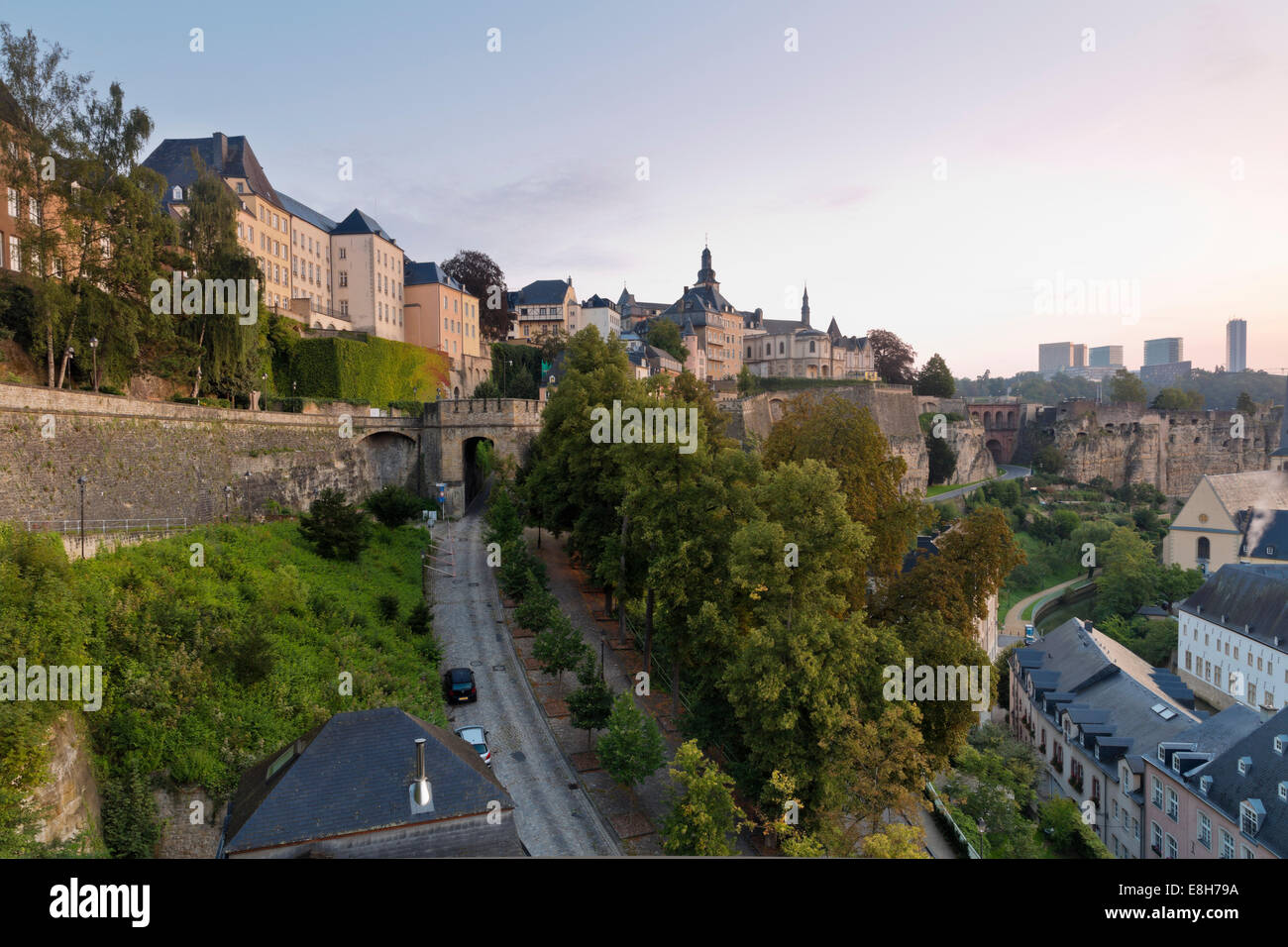 Luxembourg, Luxembourg City, View from Corniche to the city district ...