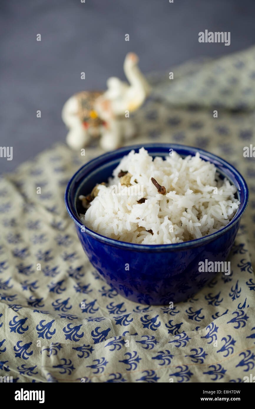 Cooked basmati rice spiced with cloves, cardamom and laurel Stock Photo ...
