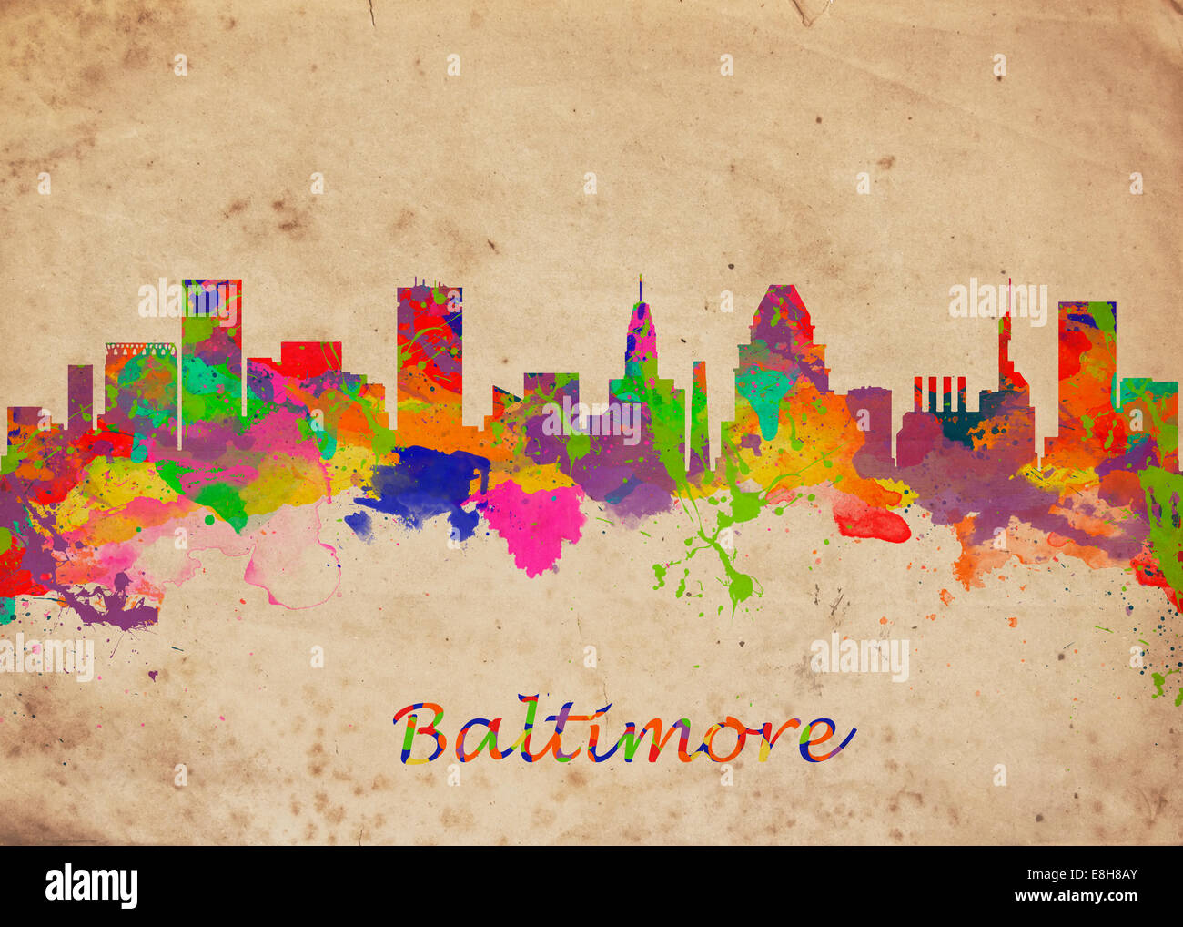Watercolor art print of the skyline of Baltimore USA Beautiful Wall Art ...