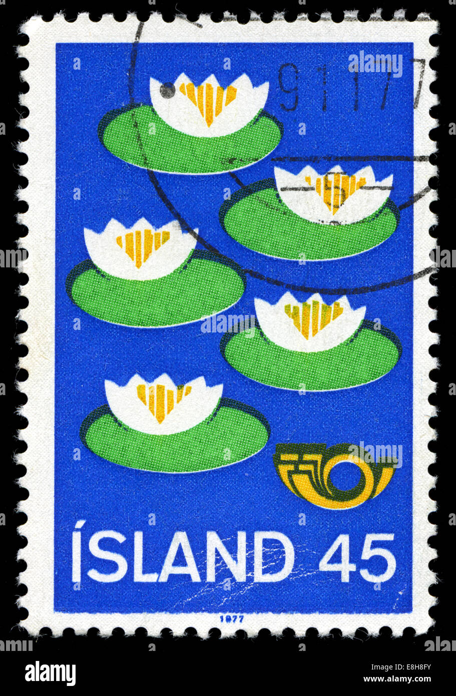 Postmarked stamp from Iceland in the Norden 1977 - Water Lillies series ...