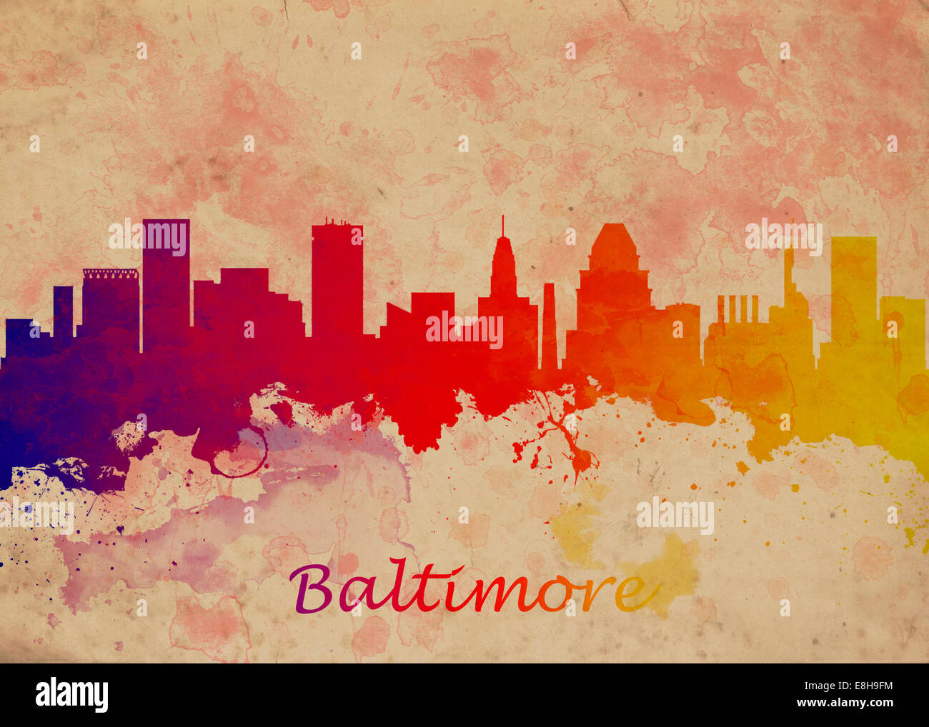 Watercolor art print of the skyline of Baltimore USA Beautiful Wall Art ...