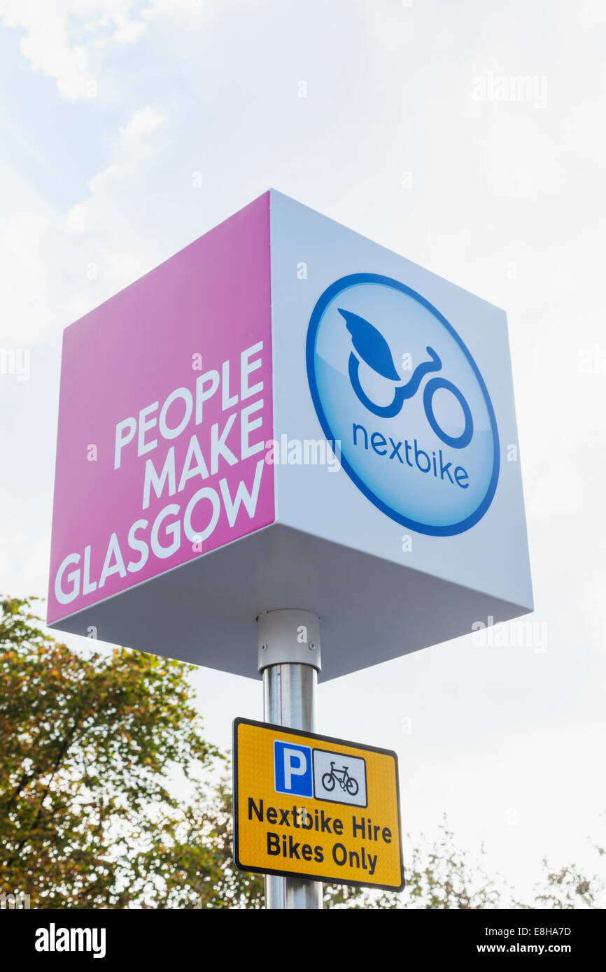 Scotland, Glasgow, Nextbike Hire Bike Stand Sign Stock Photo - Alamy