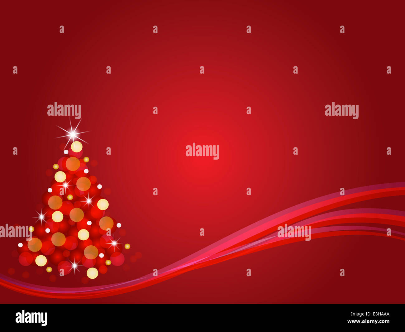 illustration of tree christmas in red background Stock Photo - Alamy