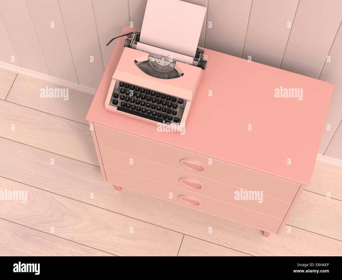 Typewriter on pink commode, 3D Rendering Stock Photo - Alamy