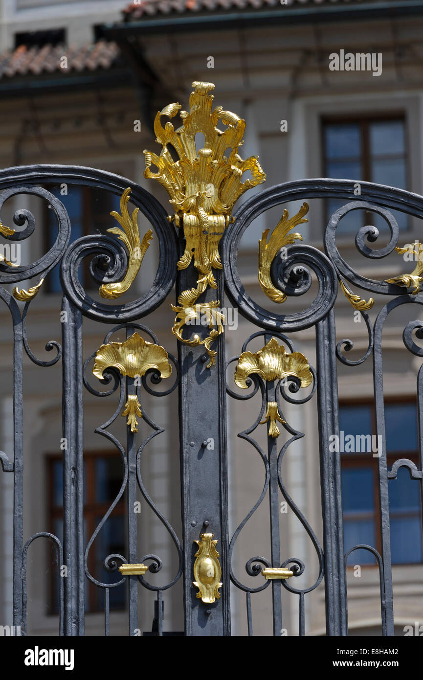 The decorative metal gate of Prague castle, Czech Republic Stock Photo ...