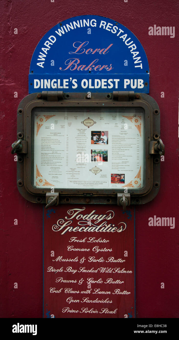 Restaurant sign for Dingle's oldest pub and award winning restaurant ...
