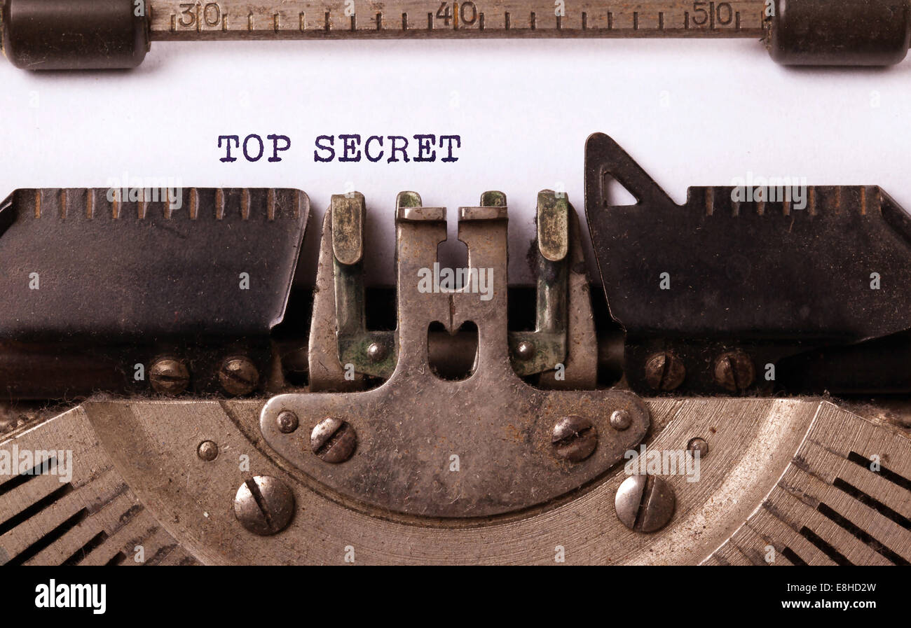 Vintage inscription made by old typewriter, top secret Stock Photo - Alamy